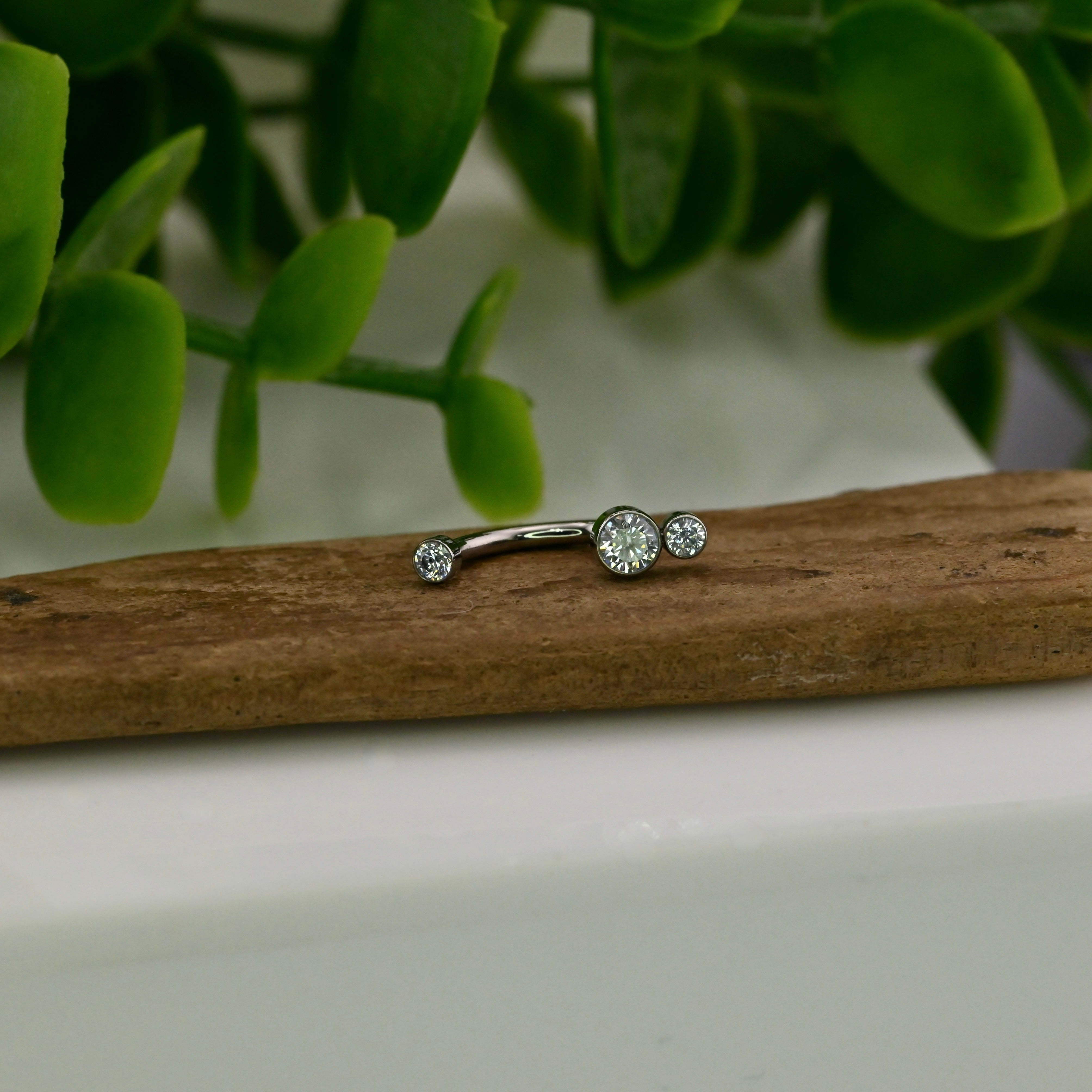 Hidden - Titanium Gemmed Micro Curve – Agave in Bloom