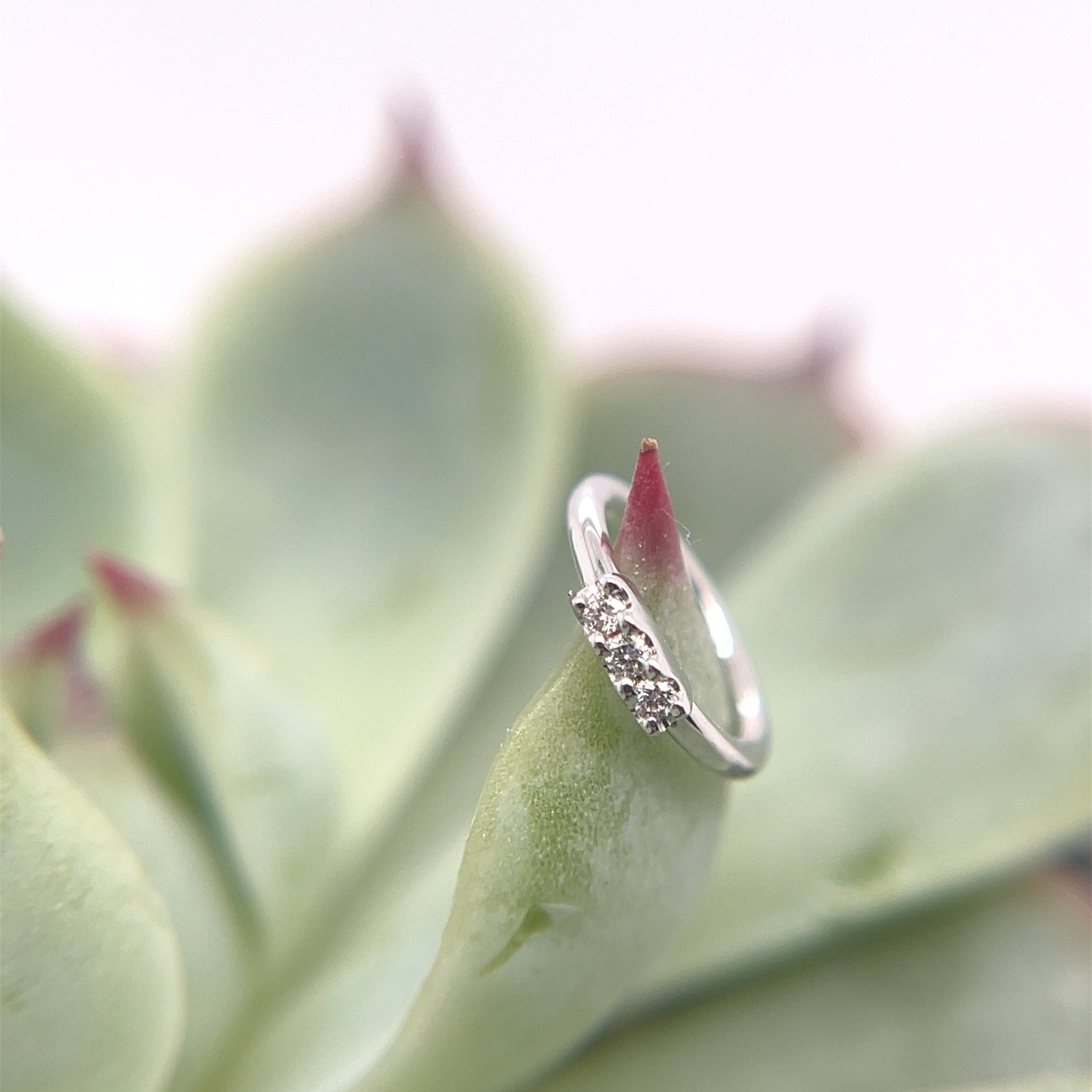 3 Gem Blaze Fixed Ring - Navel Orientation - 1mm Gemstones – Agave in Bloom