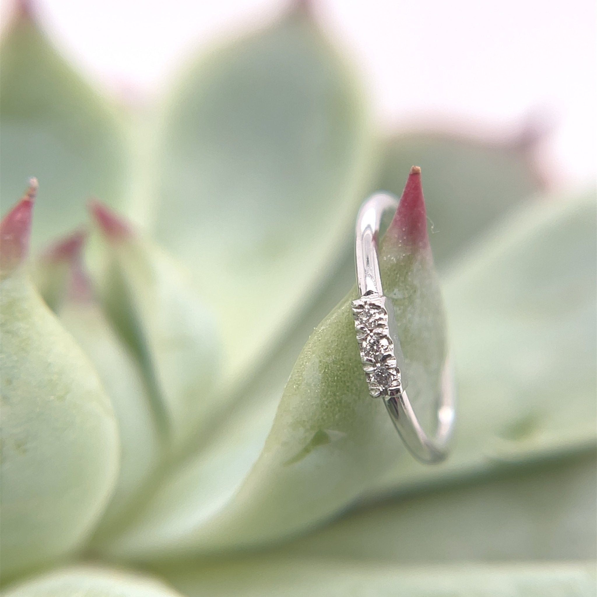 3 Gem Blaze Fixed Ring - Navel Orientation - 1mm Gemstones – Agave in Bloom