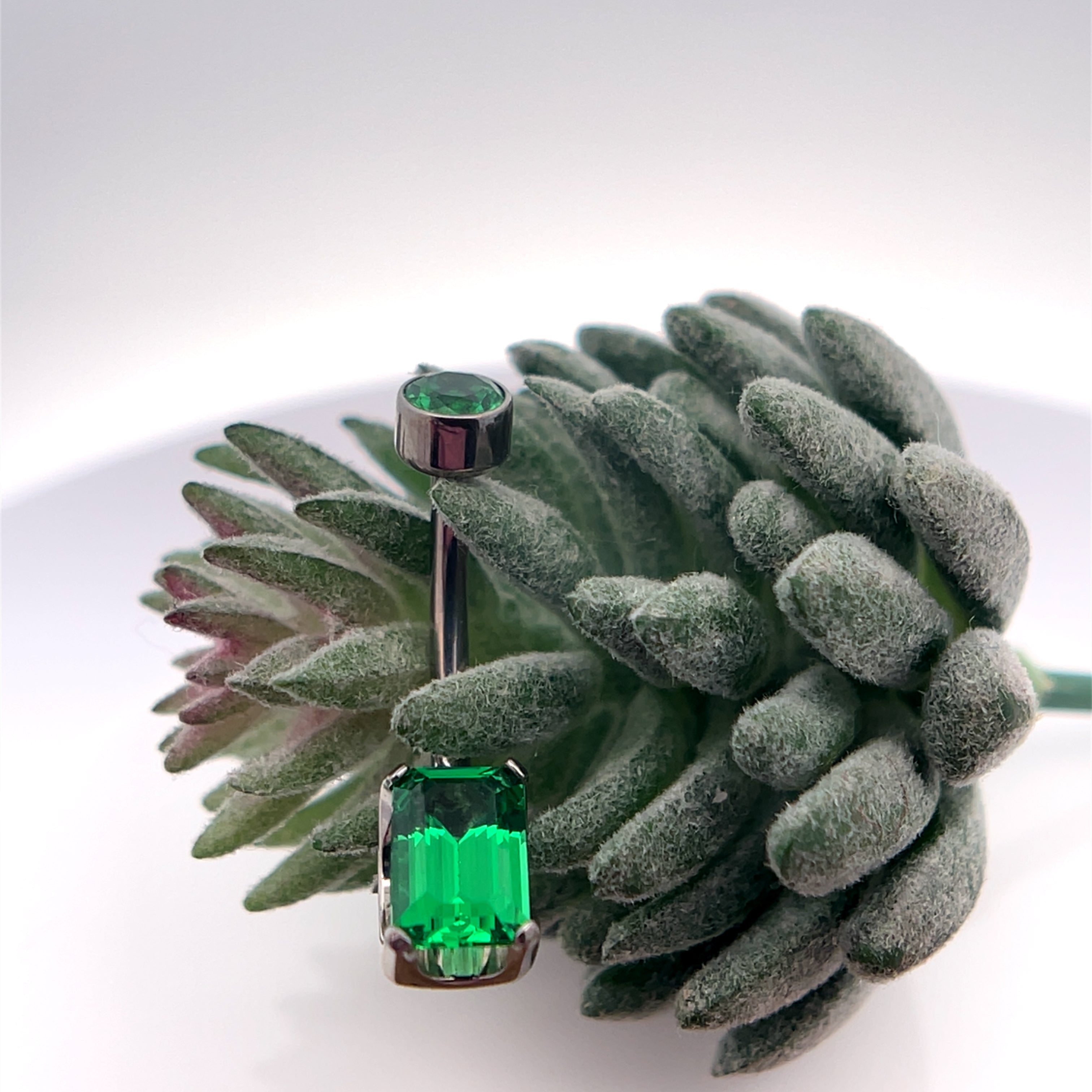 Titanium Emerald Cut Navel Curve – Agave in Bloom