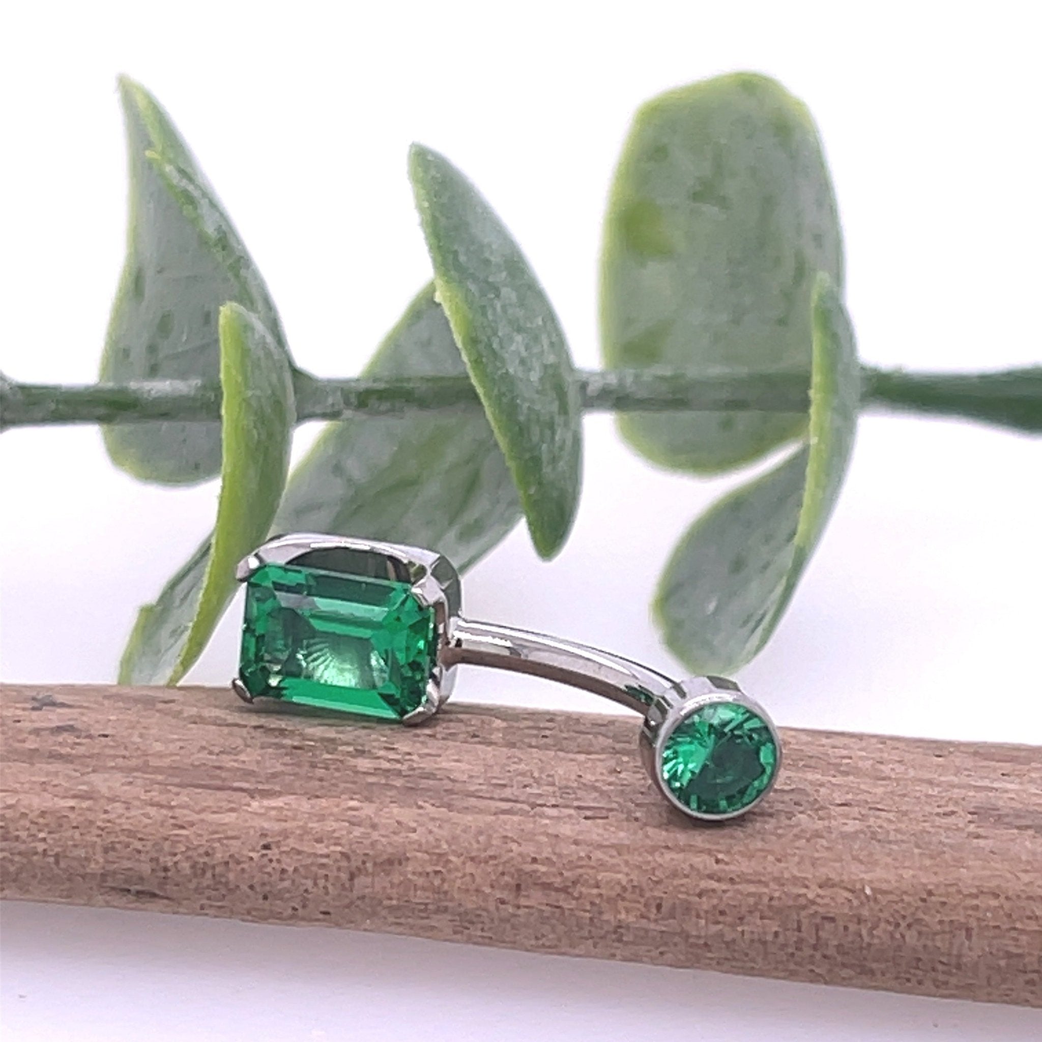 Titanium Emerald Cut Navel Curve – Agave in Bloom
