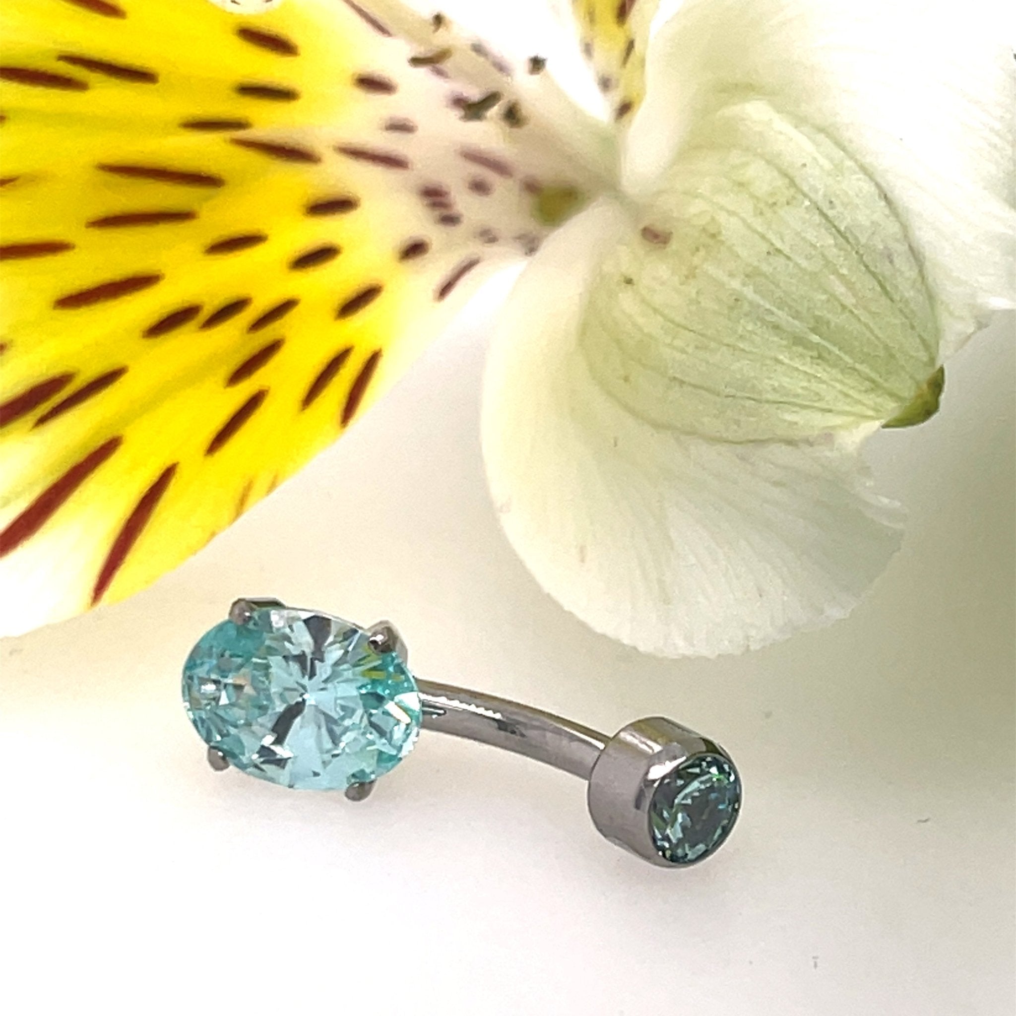 Titanium Oval Navel Curve – Agave in Bloom