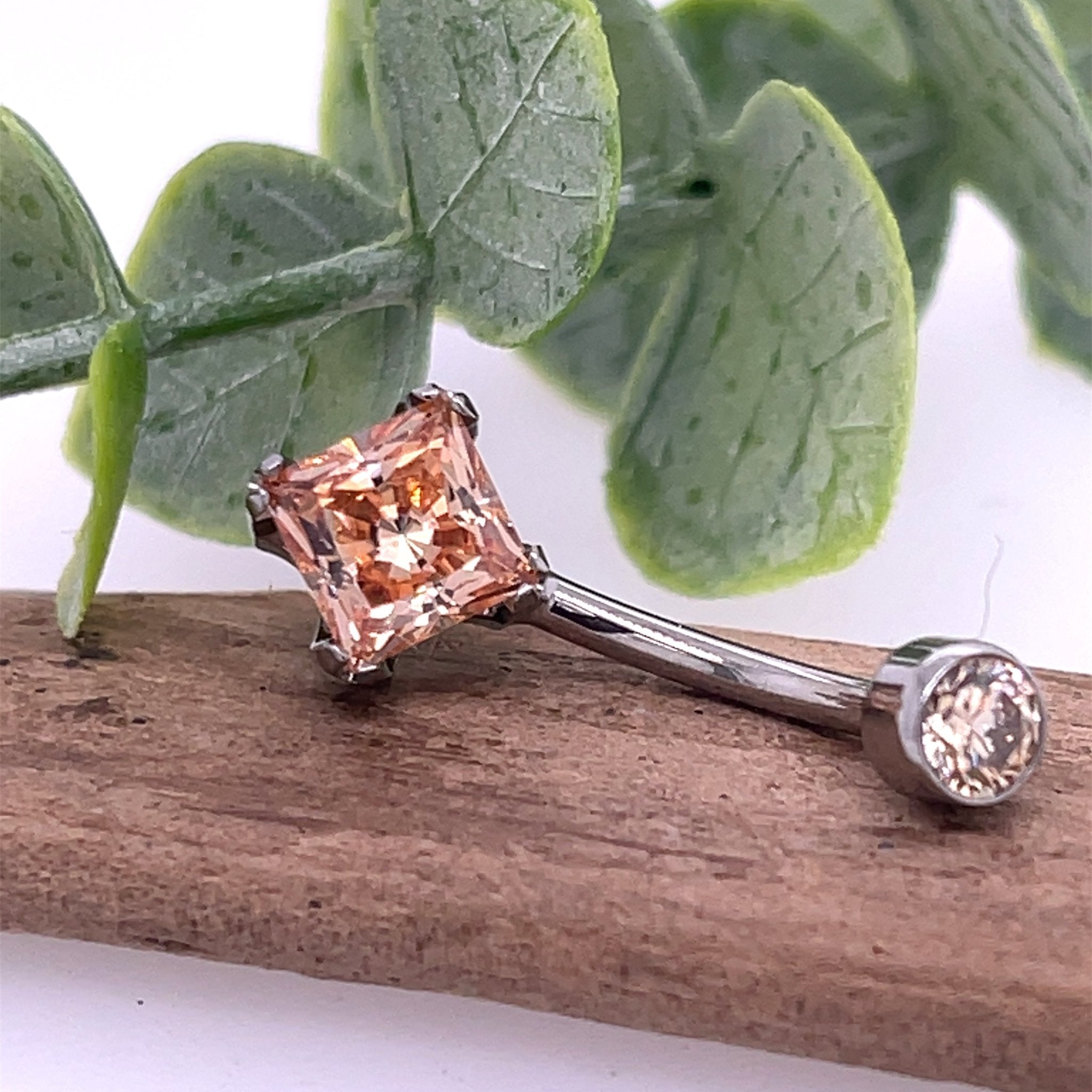 Titanium Square Cut Navel Curve – Agave in Bloom