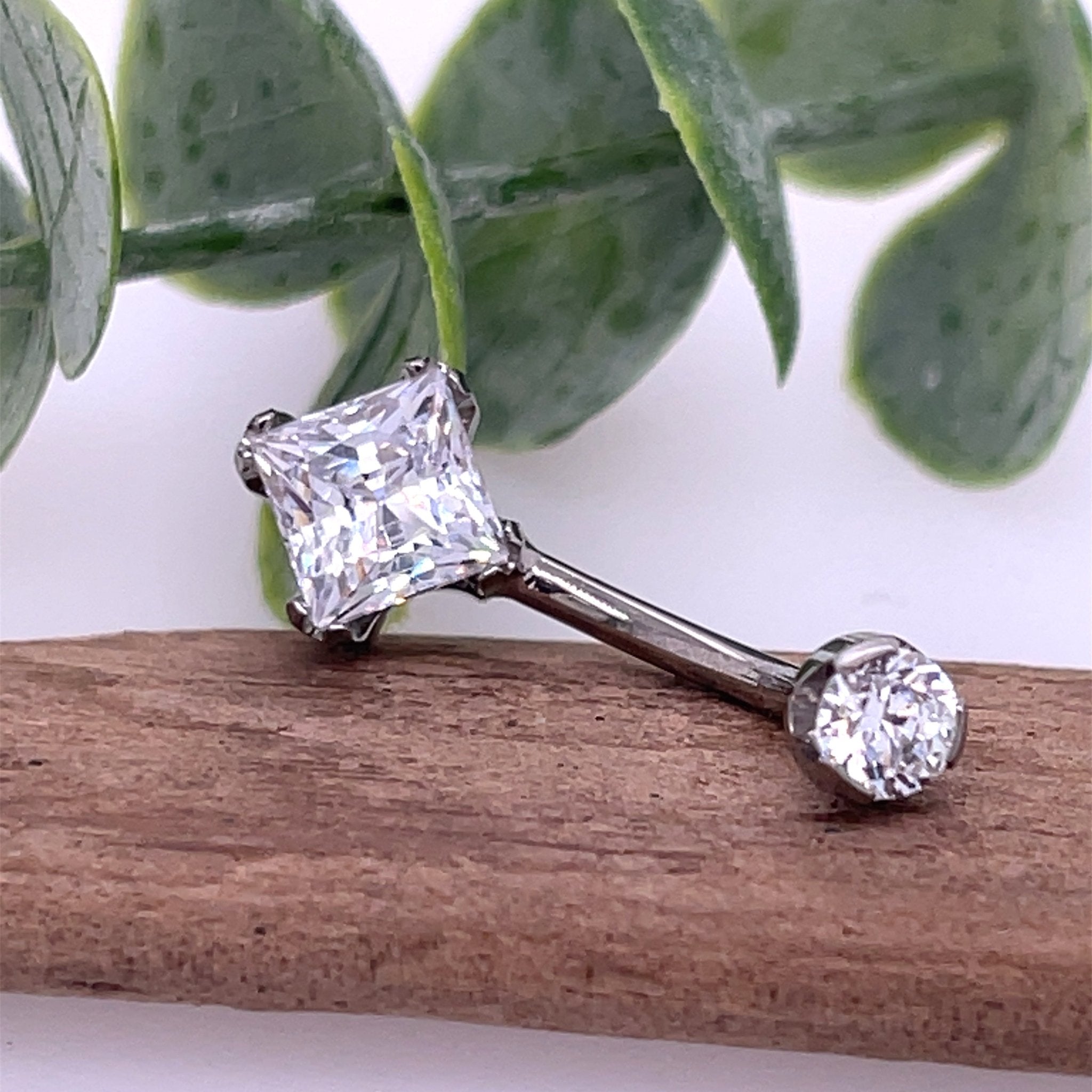 Titanium Square Cut Navel Curve – Agave in Bloom